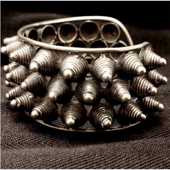 Vintage | Accessories | Antique Unisex Chinese Silver Spiked Cuff ...